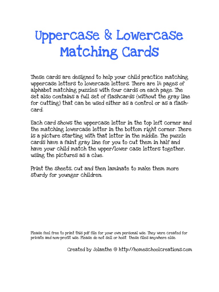Alphabet Upper and Lower Letter Cards PDF | PDF
