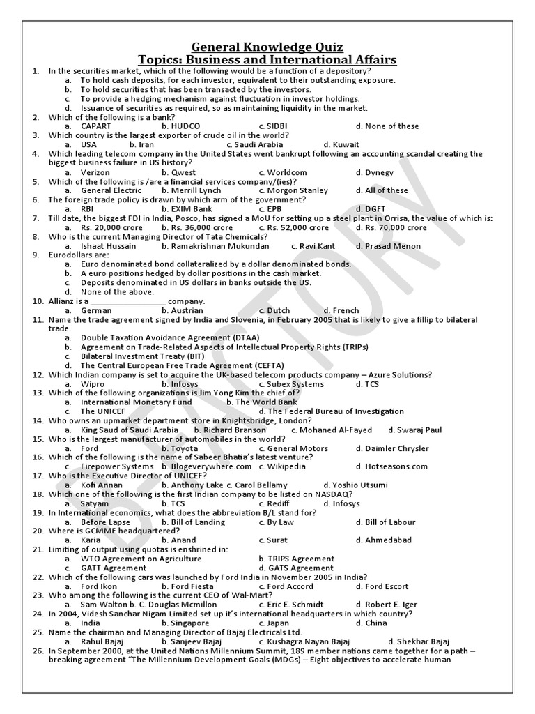 File 40 Xat GK Quiz 2 | PDF | Companies | Business