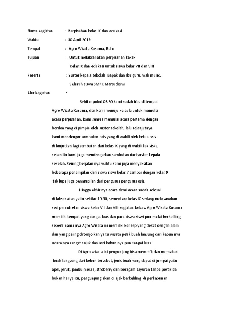 Laporan Kegiatan | PDF | Kajian Bahasa Asing | Griya & Taman