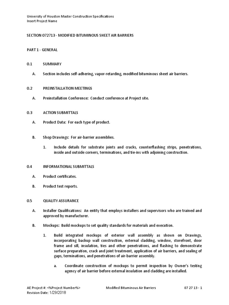 Modif Bitum Sheet Air Barriers | PDF | Wall | Building Insulation