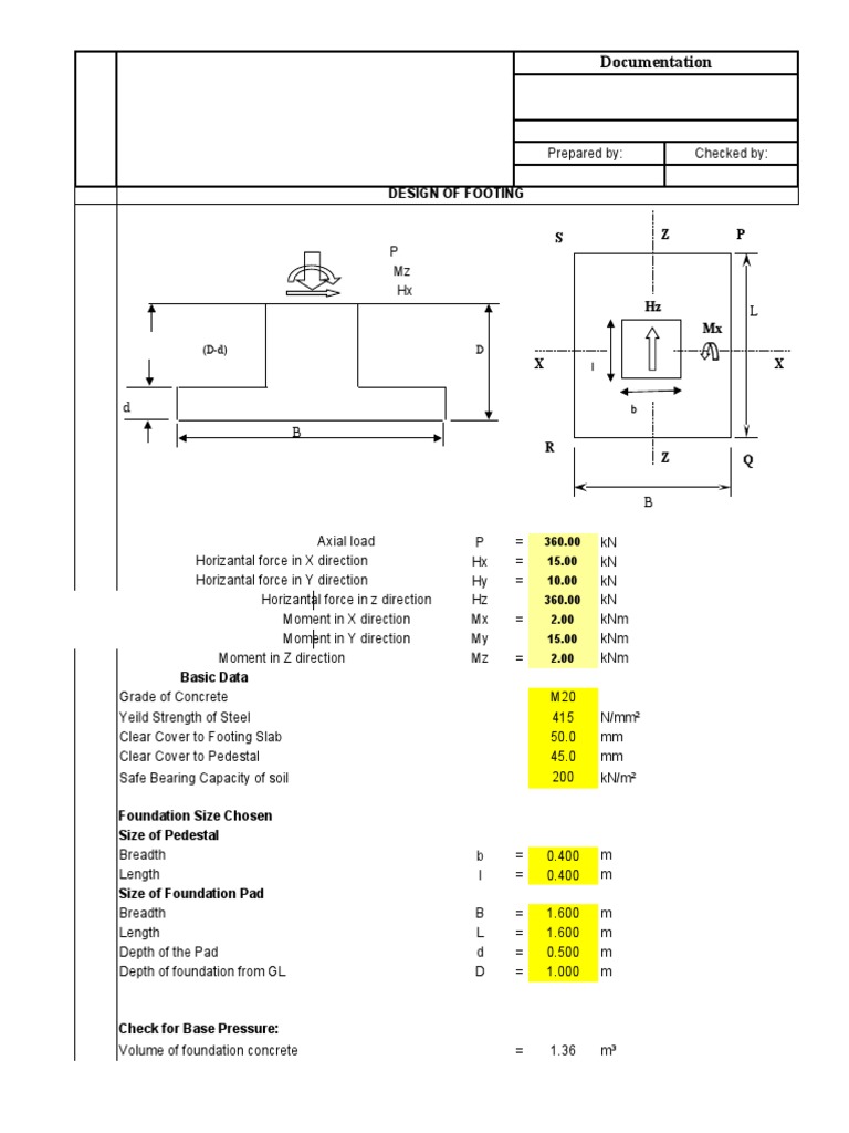 Foundation Design Sheet | PDF | Stress (Mechanics) | Structural Engineering