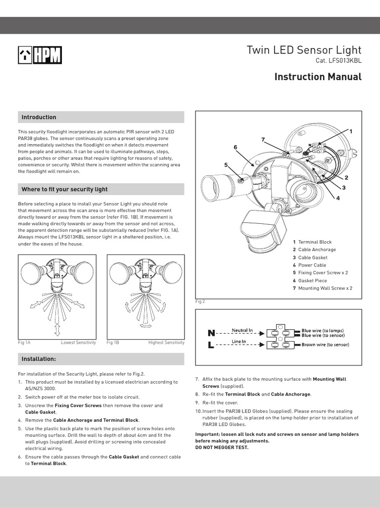 Twin LED Sensor Light: Instruction Manual | PDF | Manufactured Goods ...