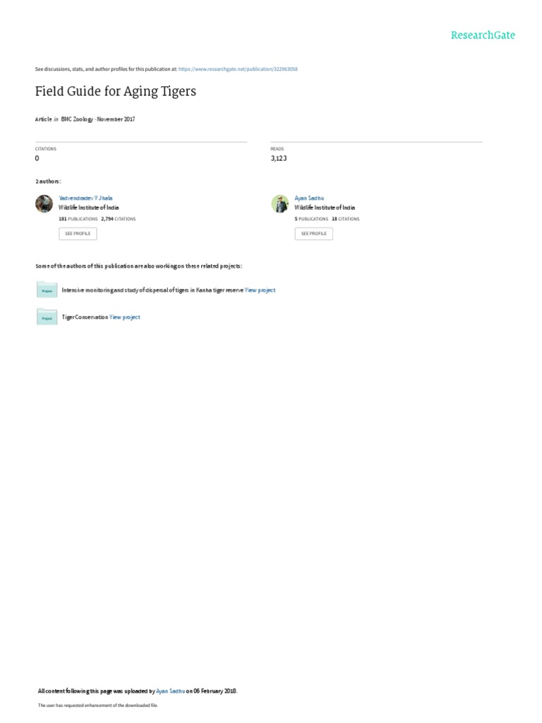 Tiger Aging Guide for Researchers | PDF | Tiger | Lion