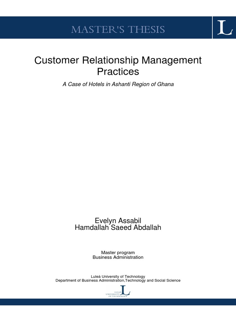 Master'S Thesis: Customer Relationship Management Practices | PDF ...