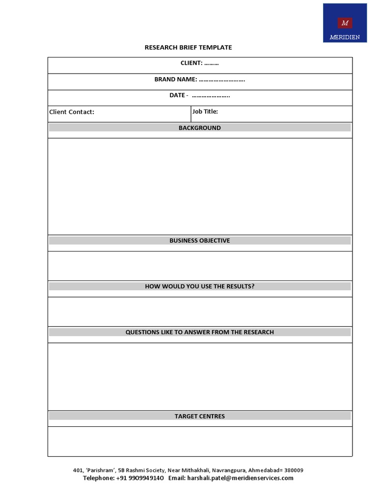 Client Contact:: Research Brief Template | PDF