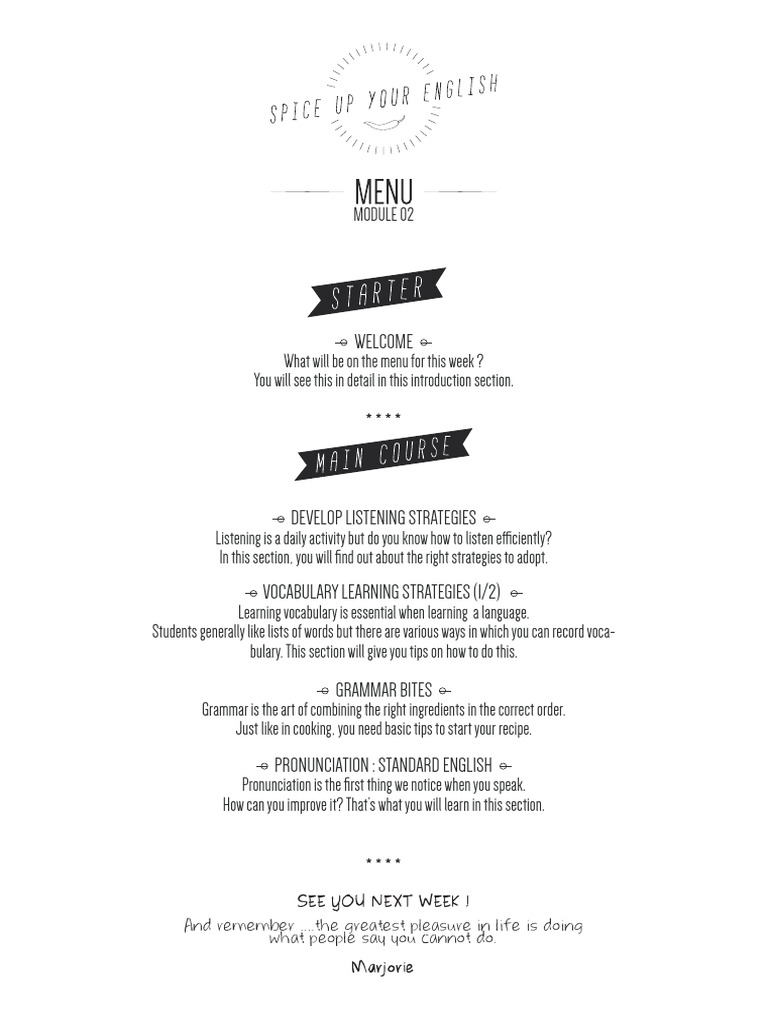 Menu Module 2 Spice - Up - Your - English 2 PDF | PDF
