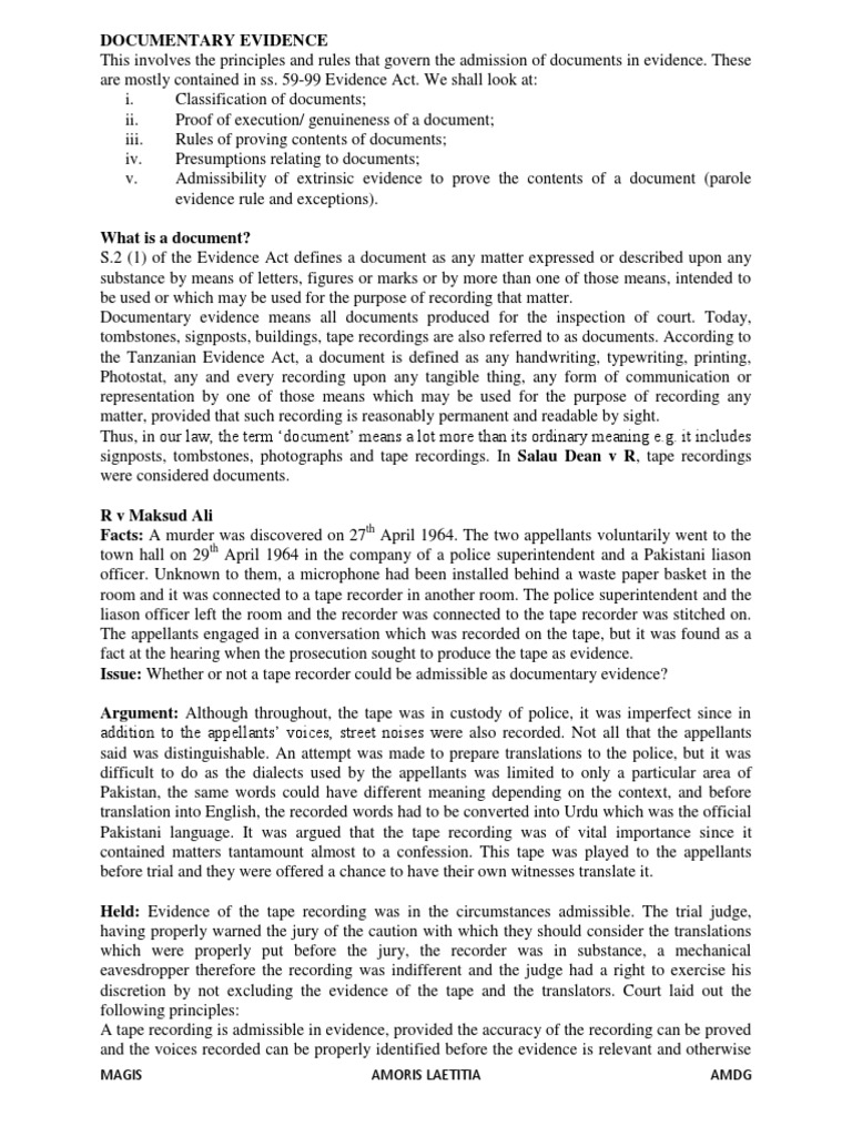 Evidence 2 Notes-1 | PDF | Evidence (Law) | Guarantee