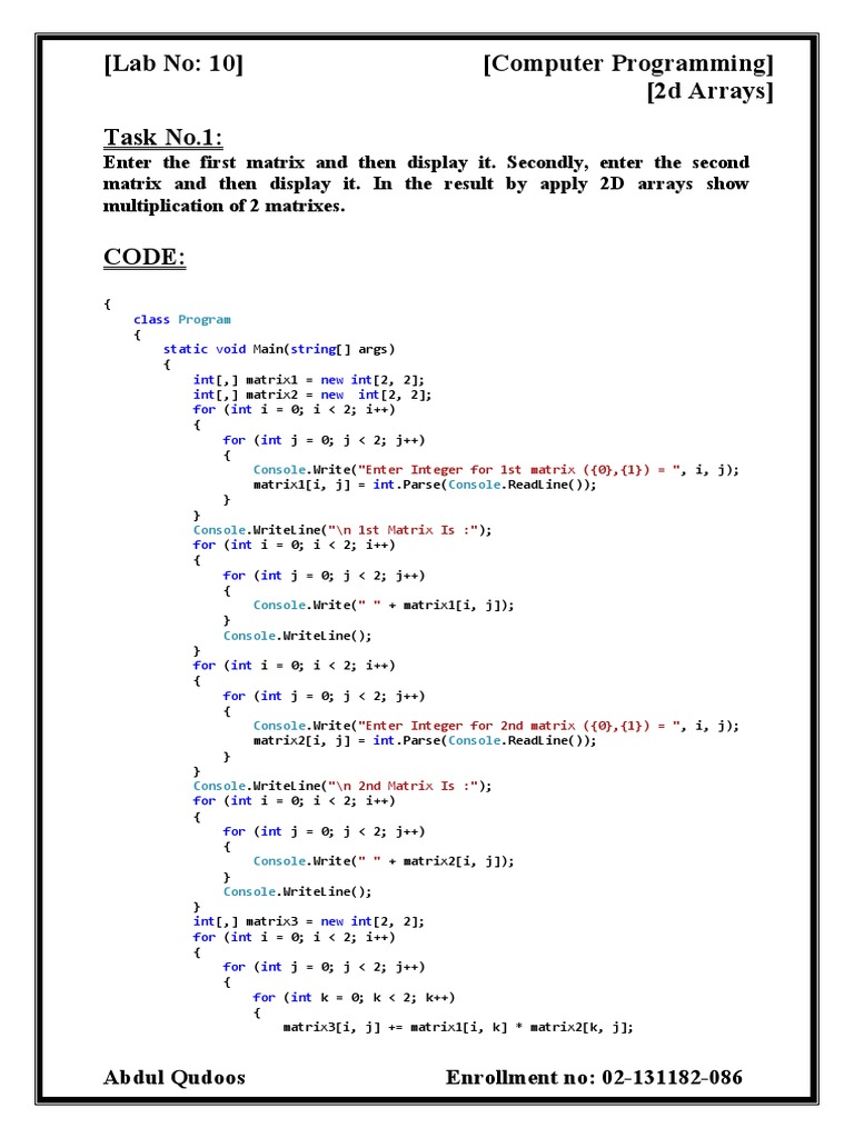Lab 10 Computer Programming Pdf Integer Computer Science