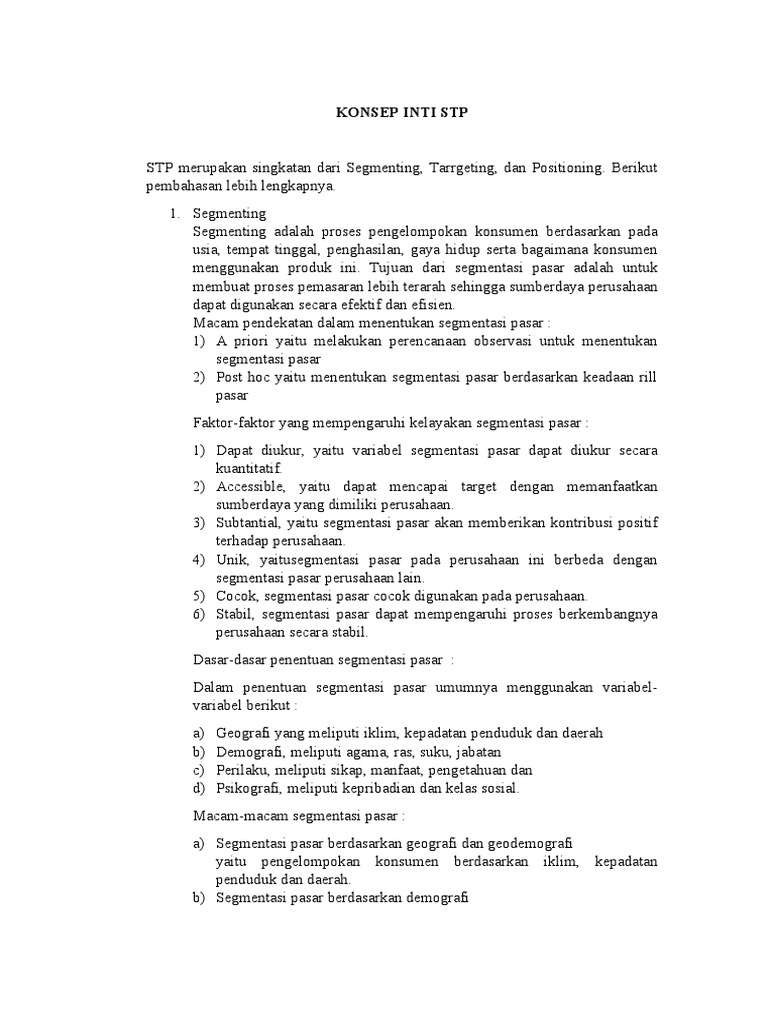 Konsep Inti STP | PDF
