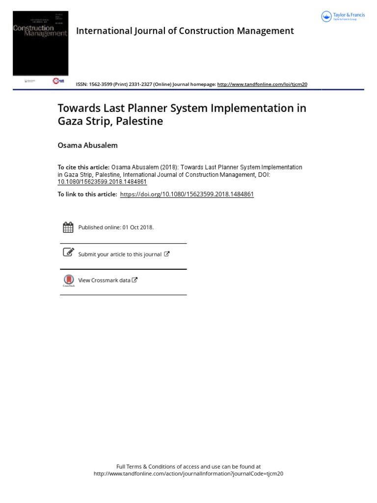Towards Last Planner System Implementation in Gaza Strip | PDF | Survey Methodology | Questionnaire