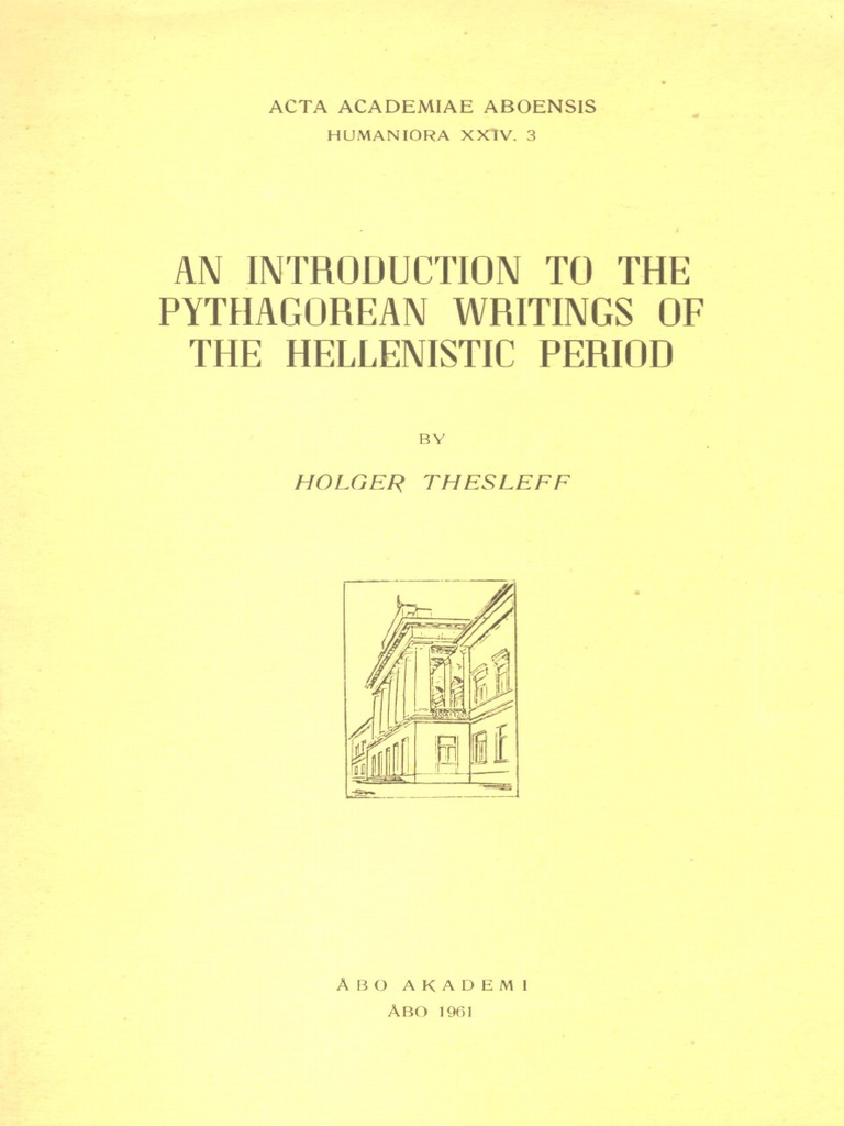 Thesleff H., An Introduction To The Pythagorean Writing of The ...