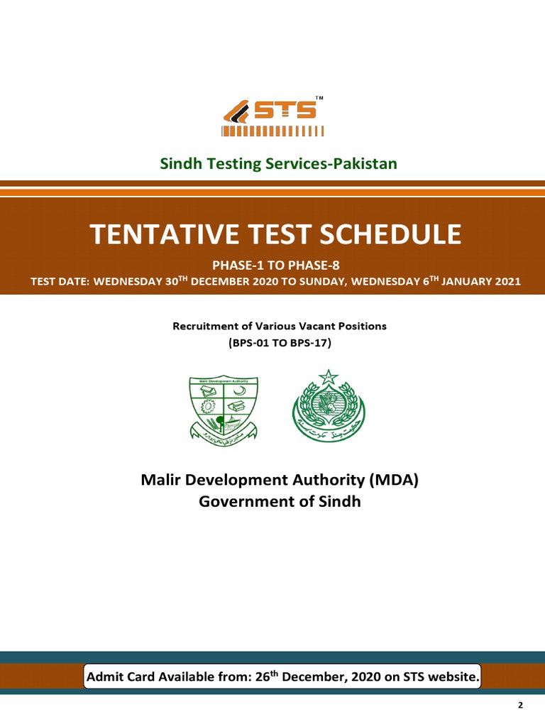 MDA STS Test Schedule | PDF | Computing | Digital Technology