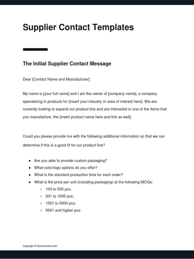 Initial Supplier-Contact-Templates | PDF