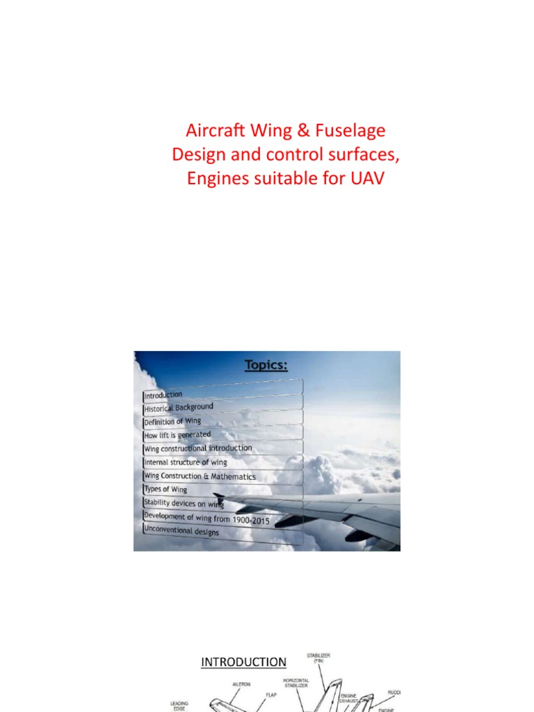 Aircraft Wing & Fuselage Design and Control Surfaces, Engines Suitable ...