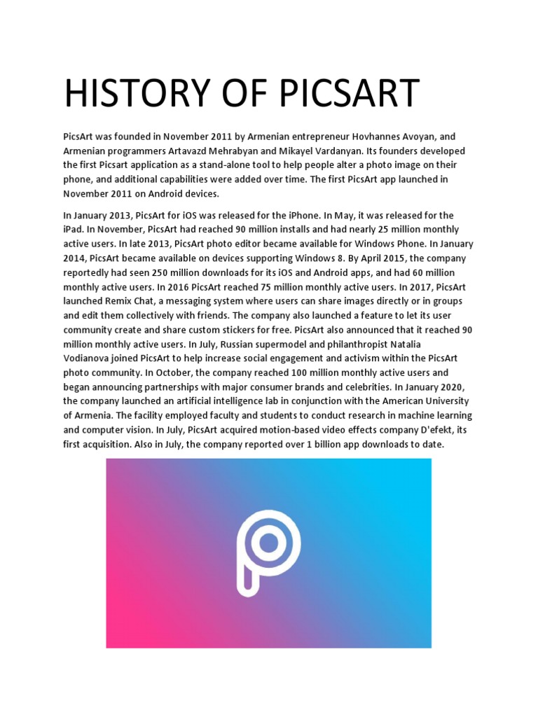 History of Picsart | PDF