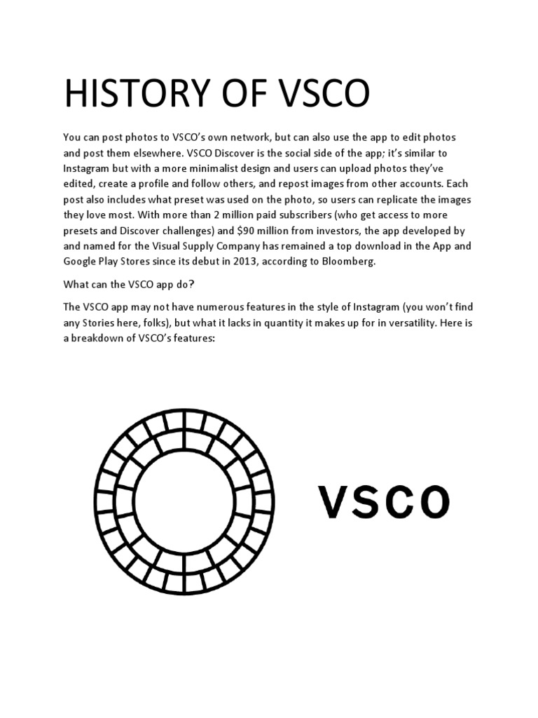 History of Vsco | PDF
