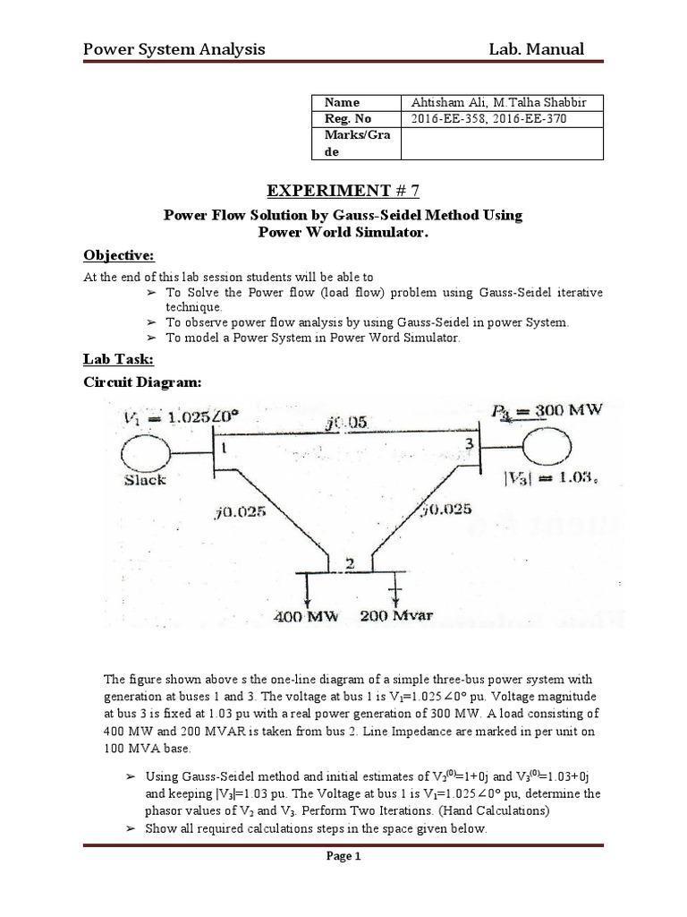 Power System Analysis Lab. Manual | PDF | Electrical Engineering ...