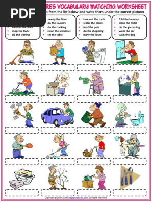 Household Chores For Kids Worksheets