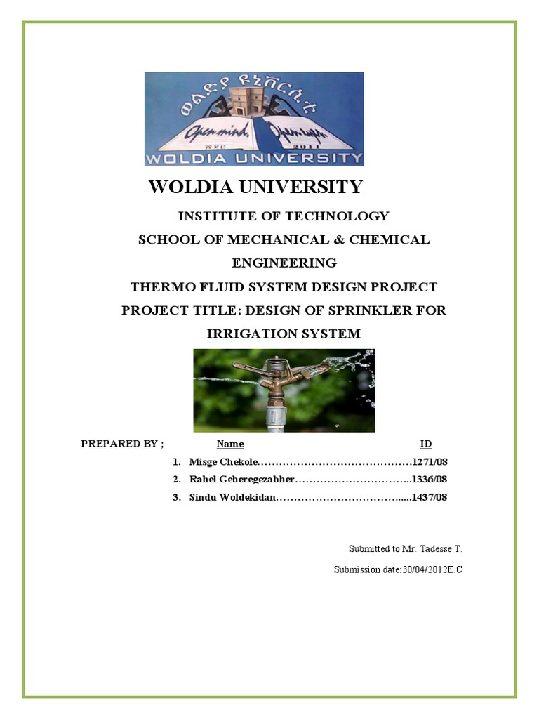 g-1 Thermo Fluid System Design Project | Download Free PDF | Irrigation ...