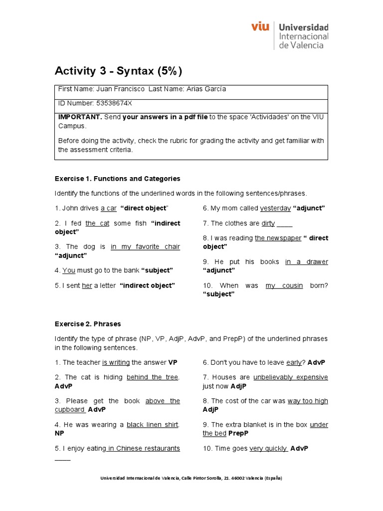 03MEDB - Activity 3 - Syntax | PDF | Clause | Phrase