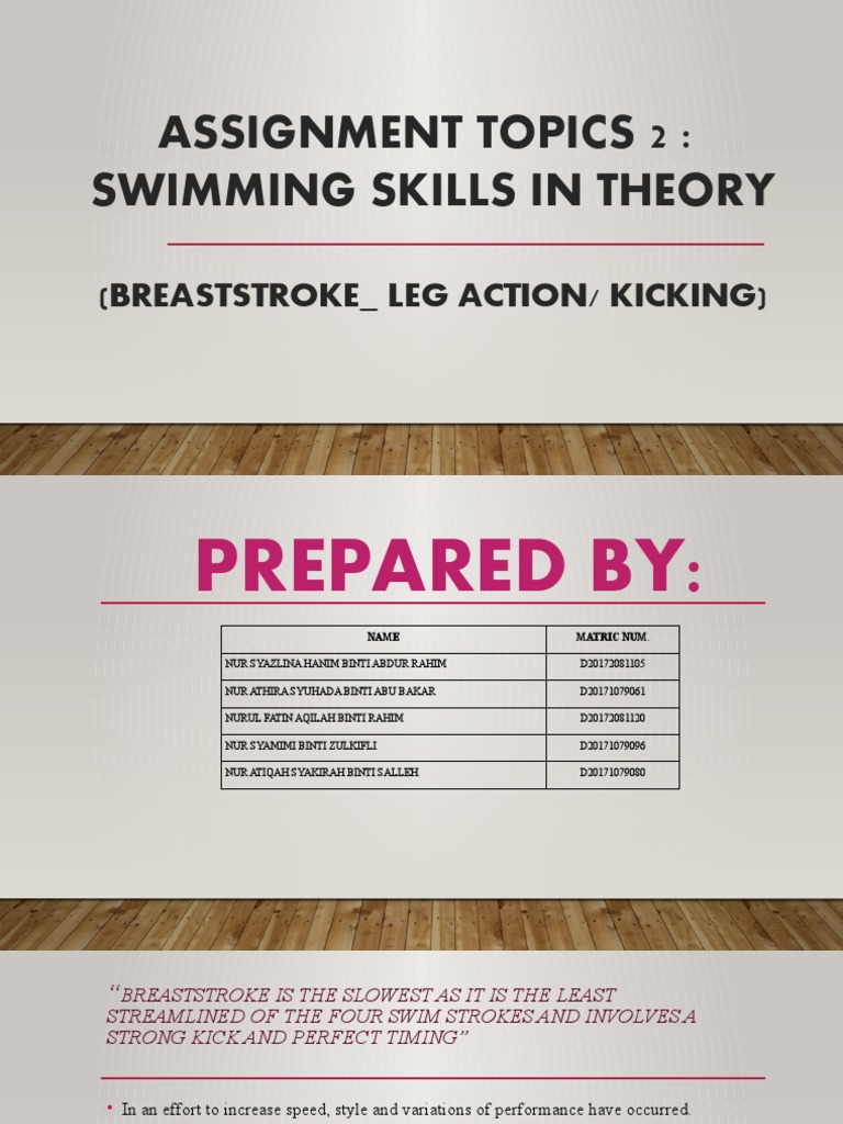 Slide Topics 2 - Group 4 | PDF | Individual Sports | Swimming