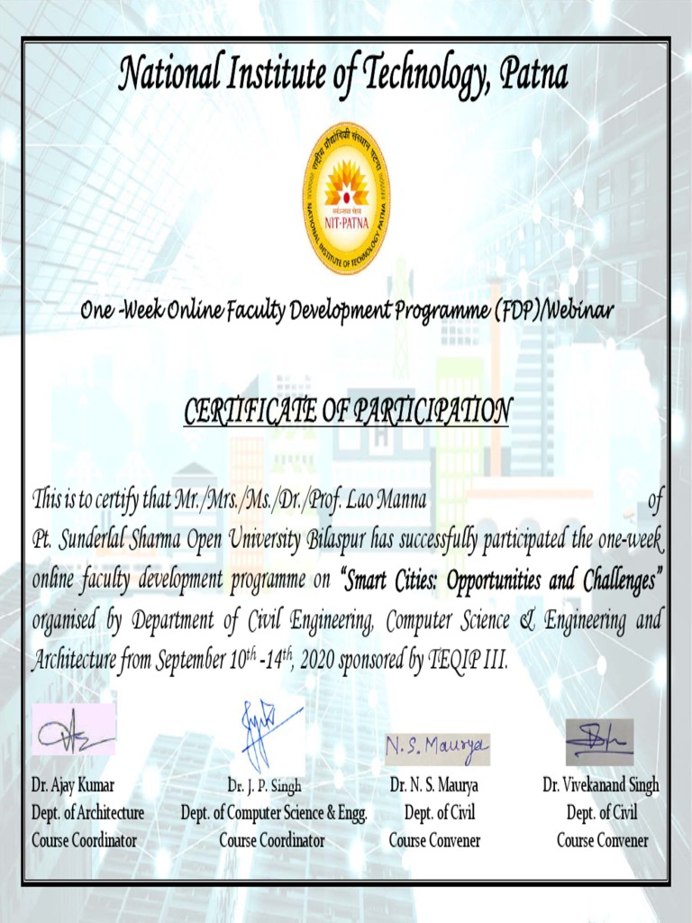 FDP Certificate Final Part55 | PDF