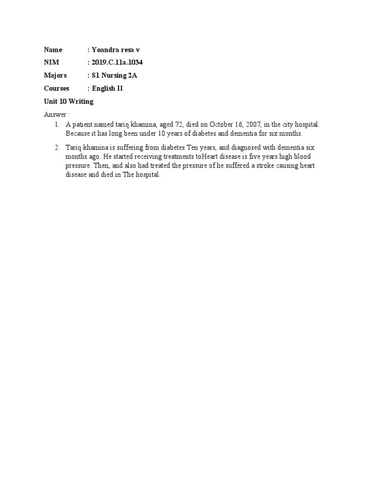 Unit 10-Writing Yoandra | PDF