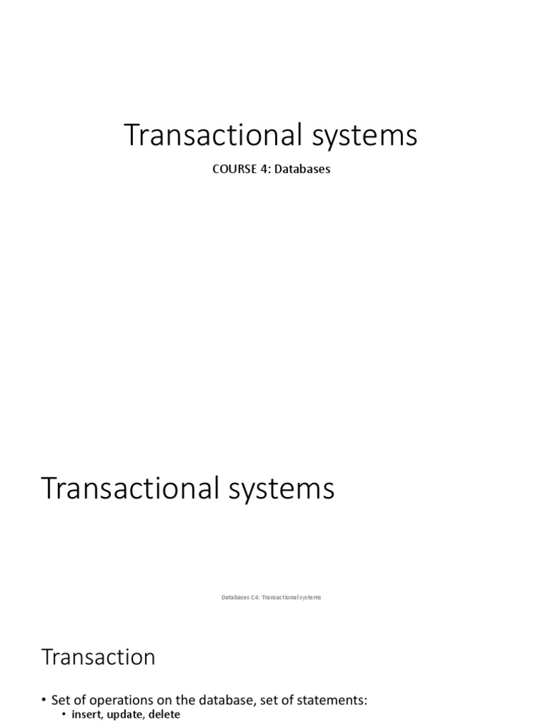 Transactional Systems Pdf Database Transaction Information Management