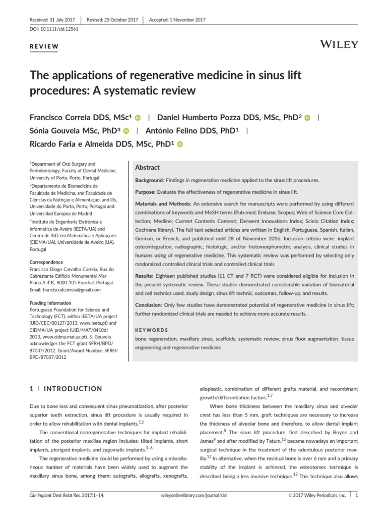 The Applications of Regenerative Medicine in Sinus Lift Procedures A ...
