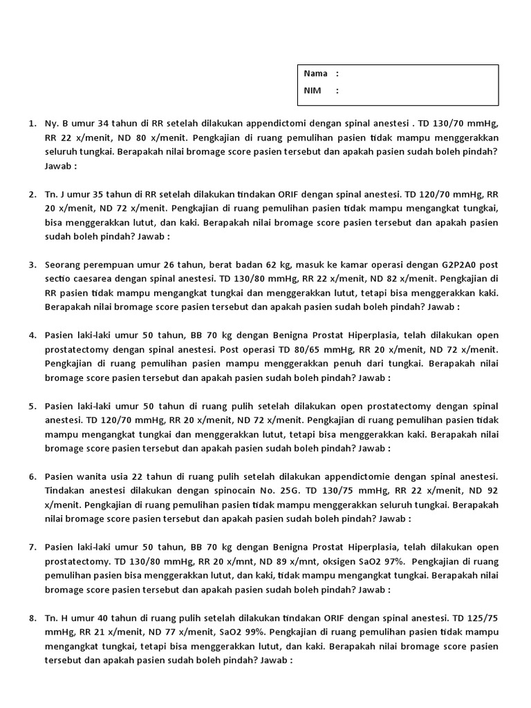 Lembar Kerja Bromage Score | PDF