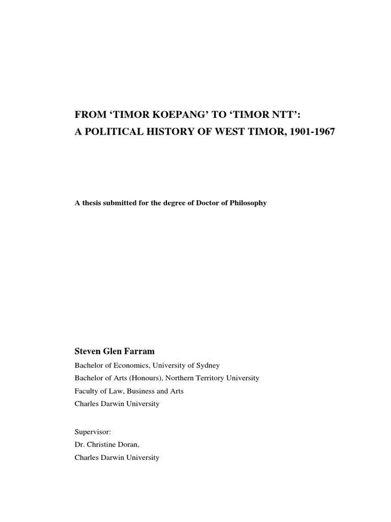 9) From Timor Koepang' To Timor NTT' A Political History of West Timor ...