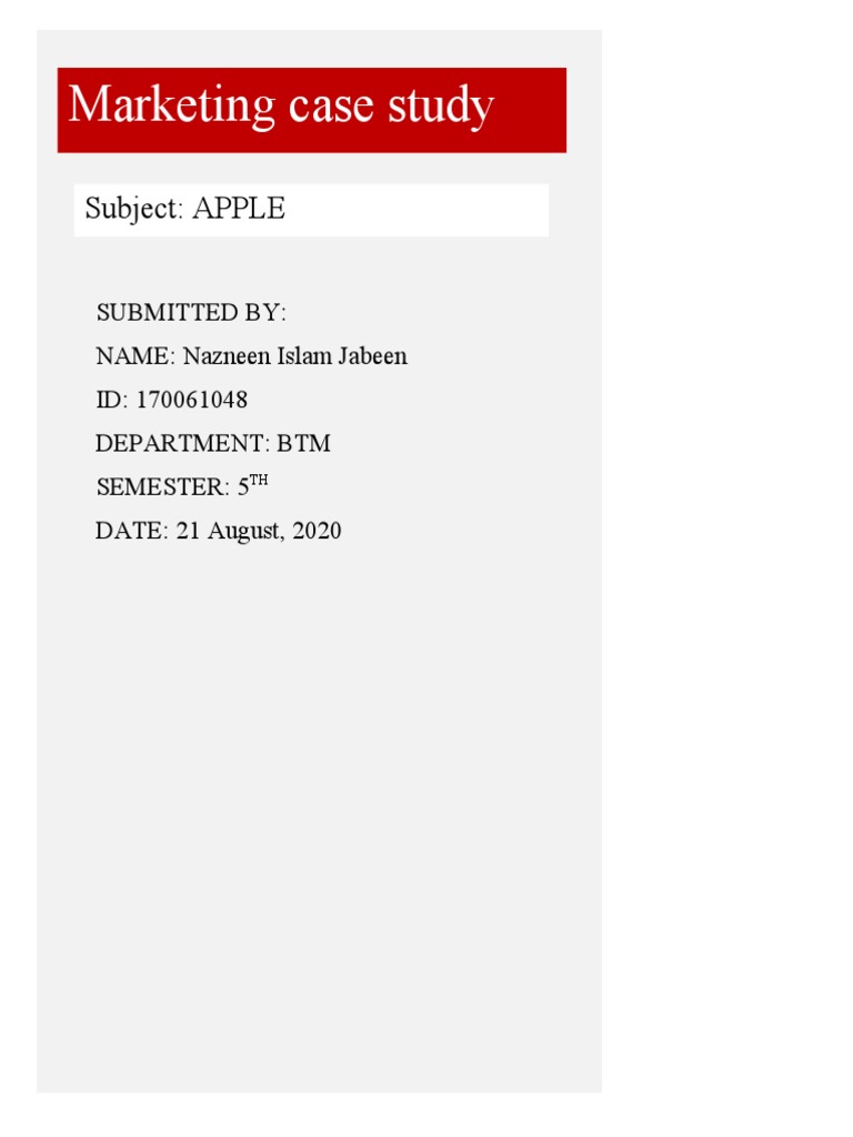 Marketing Case Study: Subject: APPLE | PDF | Apple Inc. | I Phone