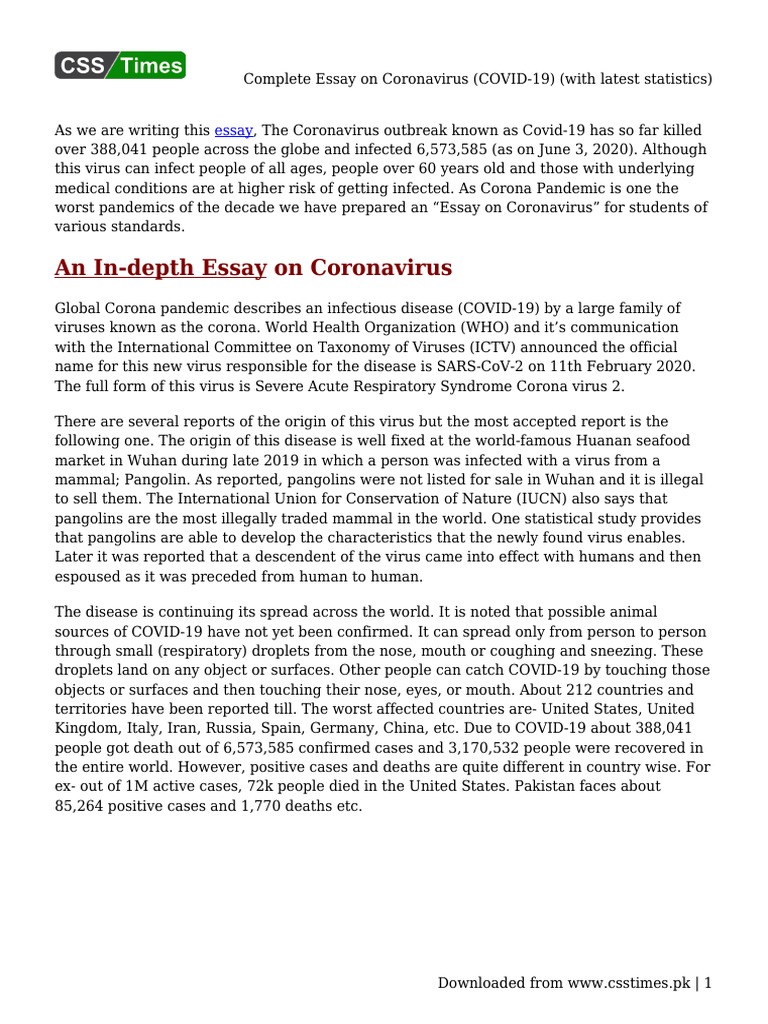 Comprehensive COVID-19 Essay with Stats | PDF