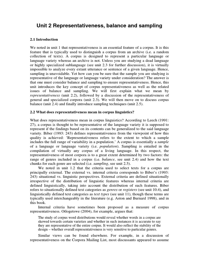 Unit 2 Representativeness, Balance and Sampling | Download Free PDF ...