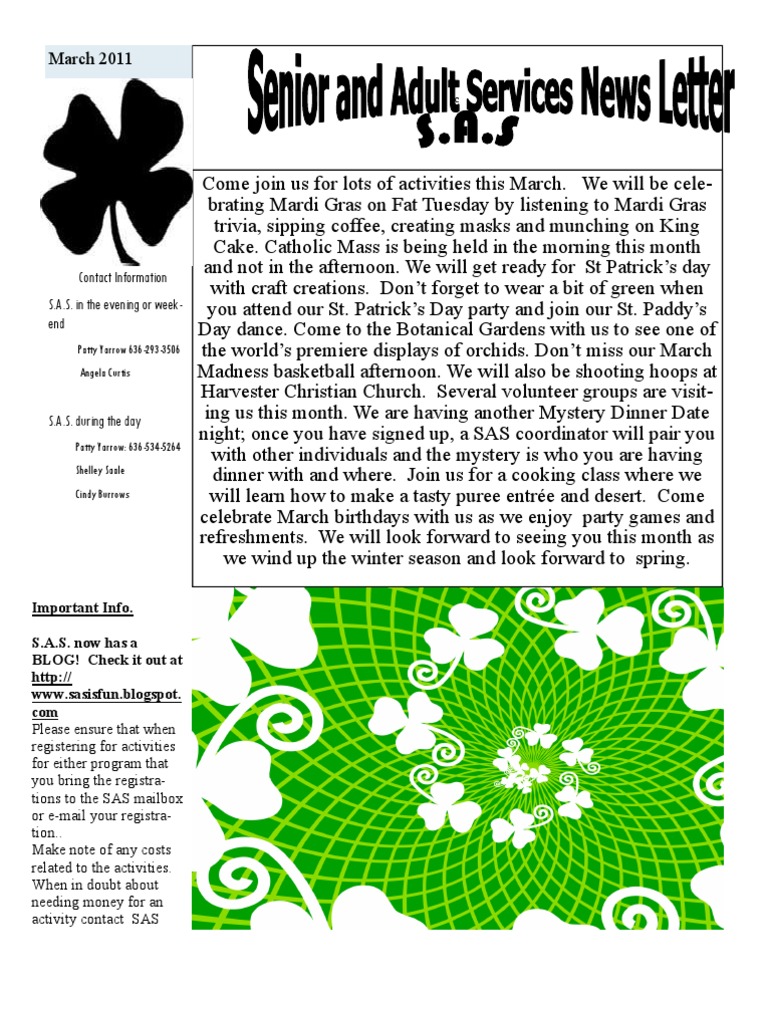 March 2011 Newsletter | PDF | Mardi Gras | Leisure