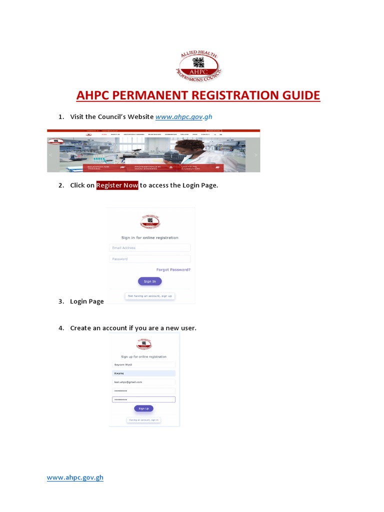 Ahpc Permanent Registration Guide PDF | PDF