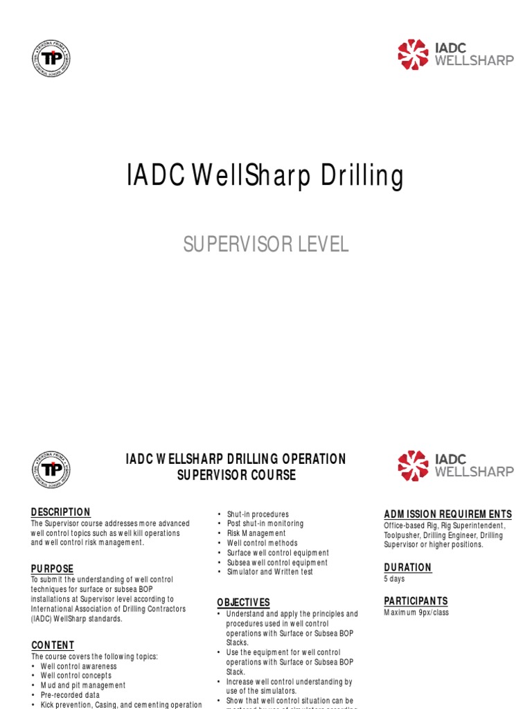 Iadc Wellsharp Drilling: Supervisor Level | PDF | Simulation | Subsea ...