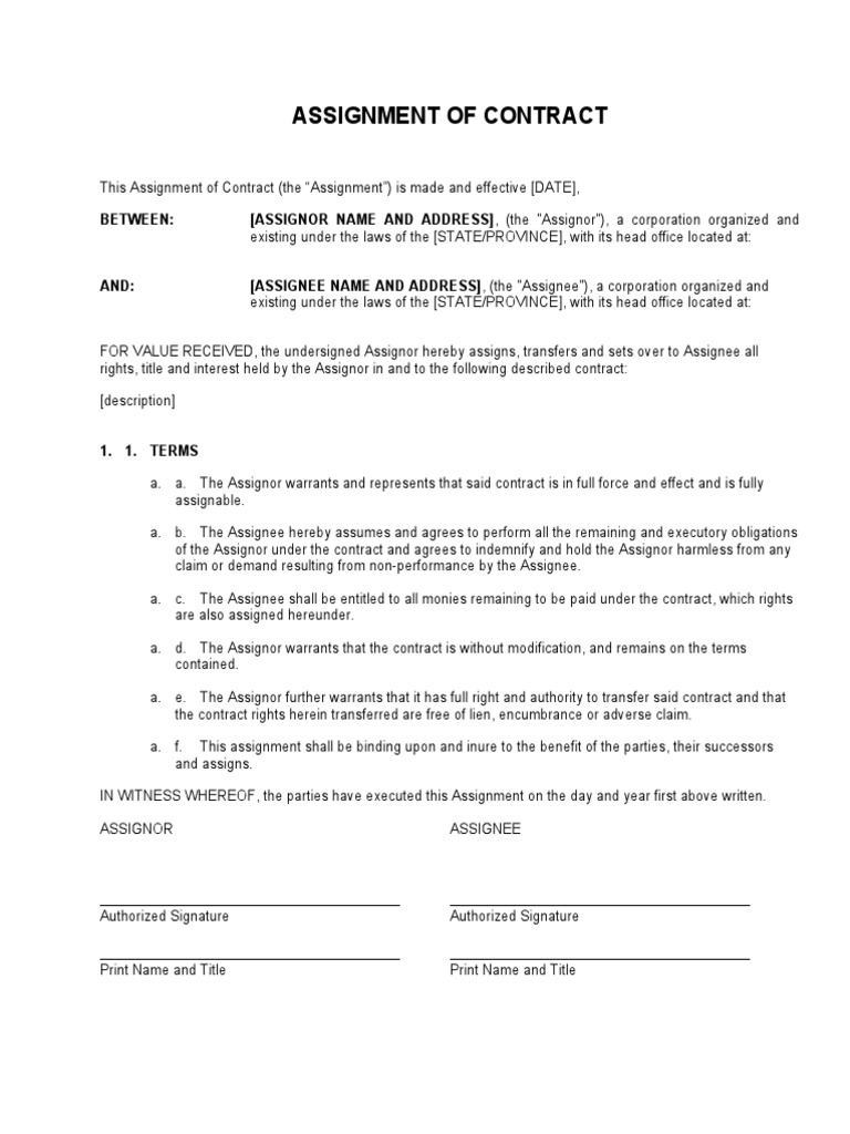Assignment of Contract | PDF