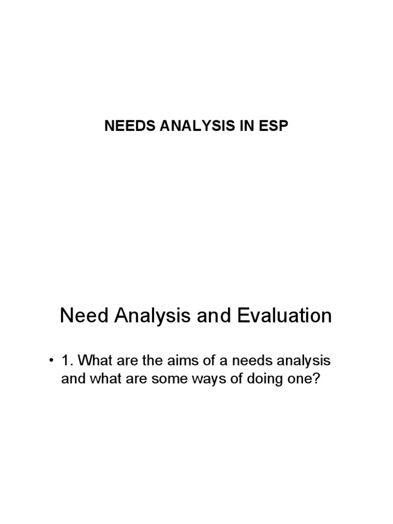 ESP Needs Analysis and Evaluation Guide | PDF | Language Acquisition ...