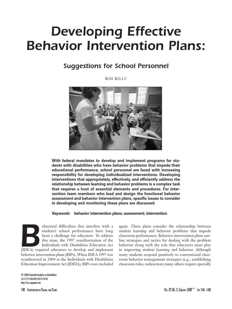 Developing Effective Behavior Intervention Plans Killu PDF | PDF ...