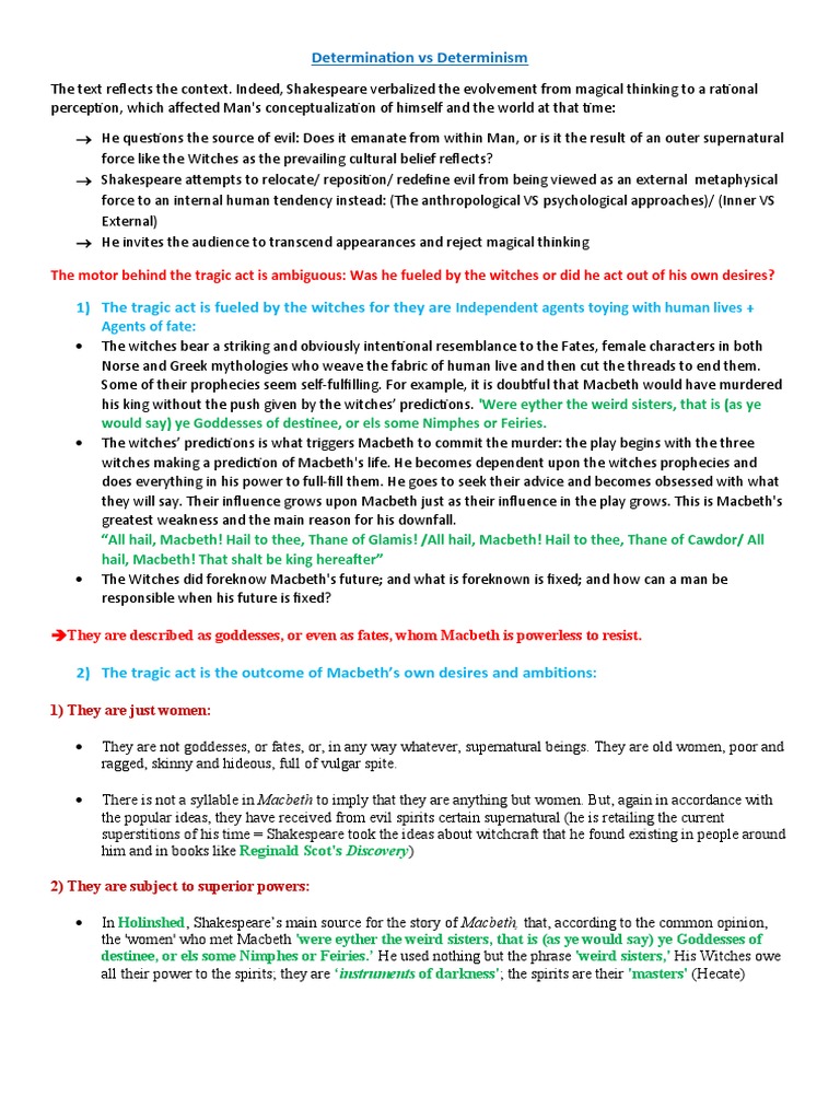 Determination Vs Determinism | PDF | Macbeth
