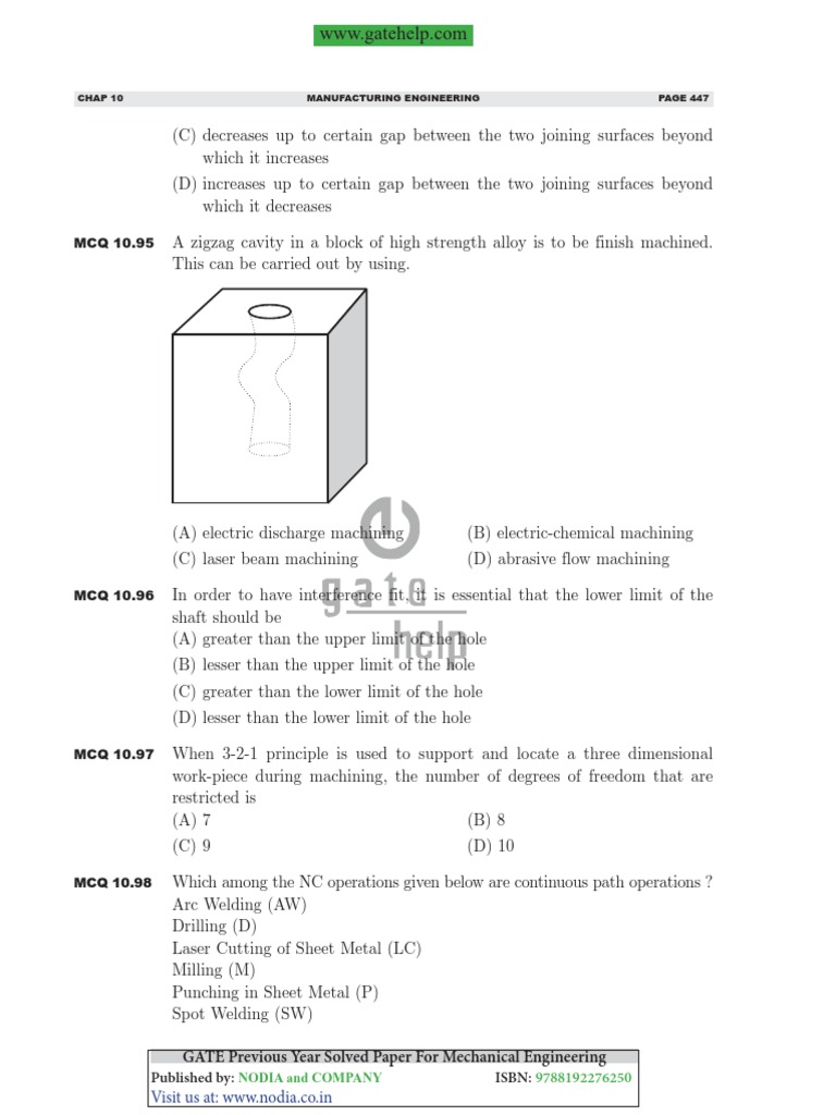 GATE Mechanical Engineering MCQs | PDF