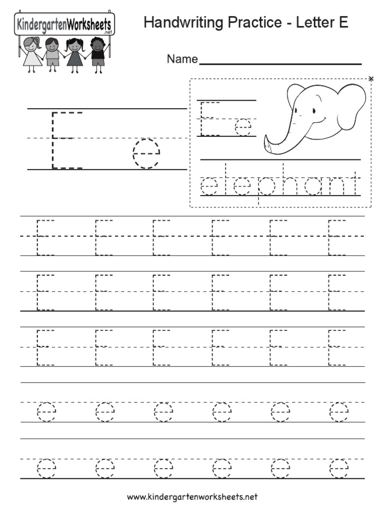 Letter e Writing Practice Worksheet PDF | PDF
