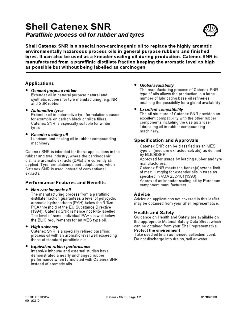 TDS SHELL CATENEX SNR ARIZONAmotors | PDF | Oil | Polycyclic Aromatic ...