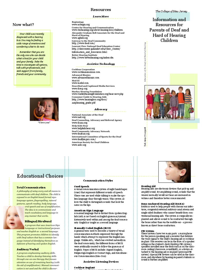 DHH Parent Resources Brochure | PDF | Hearing Loss | Sign Language