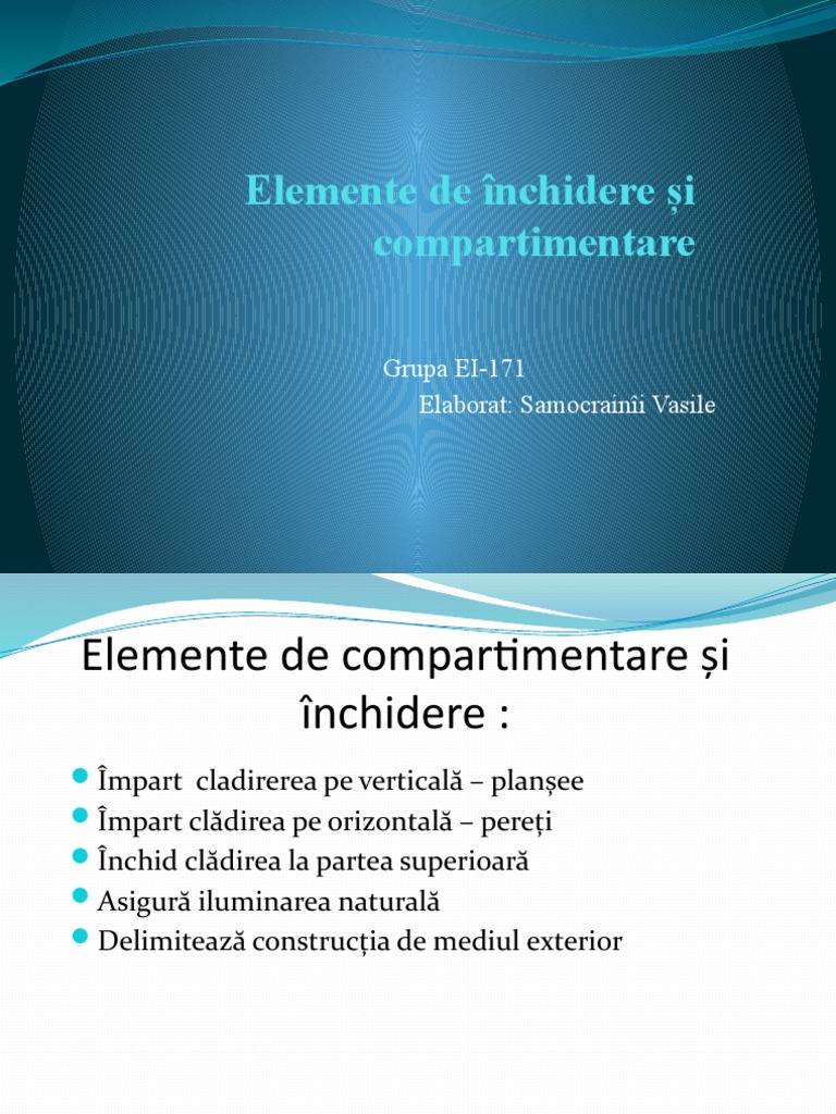 Elemente de Închidere Și Compartimentare | PDF
