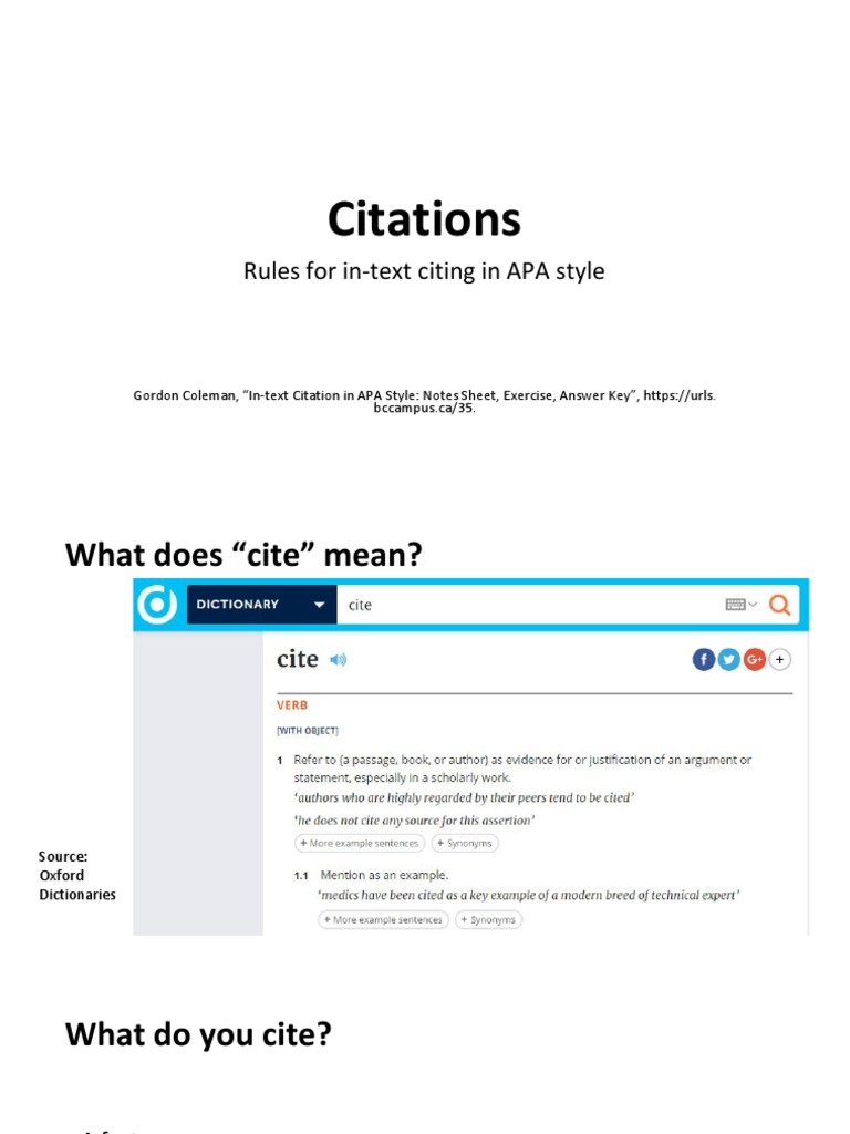 Citations: Rules For In-Text Citing in APA Style | PDF | Citation | Comma