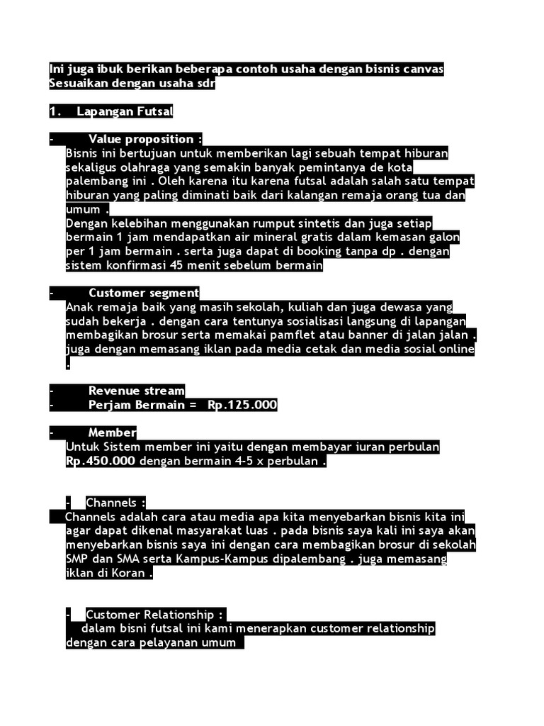 Contoh Latihan 2 BMC | PDF | Karier & Perkembangan | Bisnis