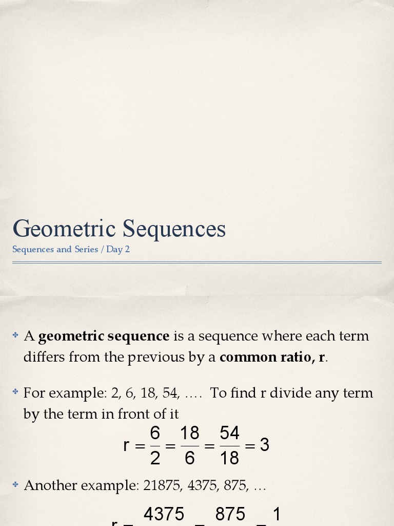 Geometric Sequences: Sequences and Series / Day 2 | PDF