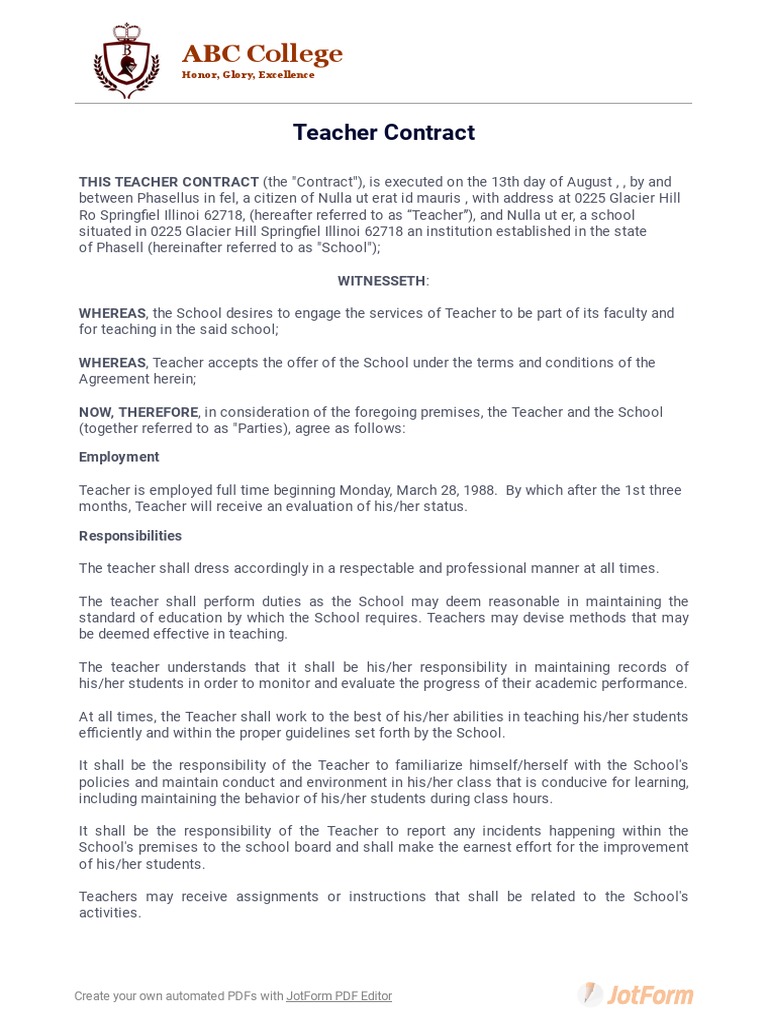ABC College: Teacher Contract | PDF | Teachers | Justice